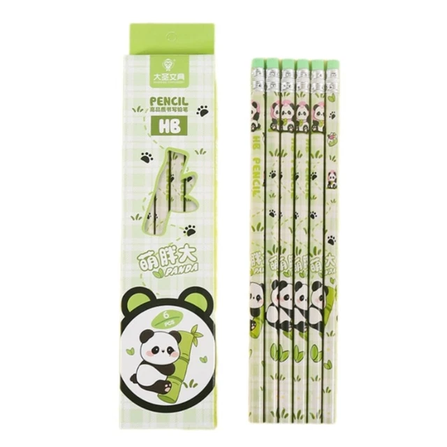 6PCS CARTOON WOODEN Pencils Drawing Pencils Ergonomic Grip for Kid ...