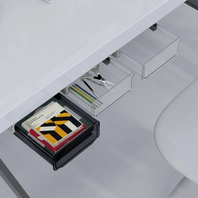 DRAWER WITH LID Under Desk Table Storage Box Under-Drawer Holder Boxes ...
