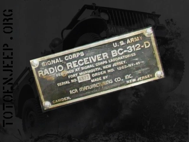 PLATE PLAQUE LABEL plaquette POSTE RADIO BC312 D 2 .... jeep dodge us ...