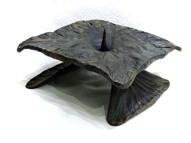 ALTE GROSSE BRUTALIST Kerzenständer Metallguss 2,33kg 60er Top Zustand Patina EUR 93,00 ...