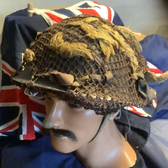 WW2 BRITISH MKIII 1944 military steel helmet Normandy D Day camo ...