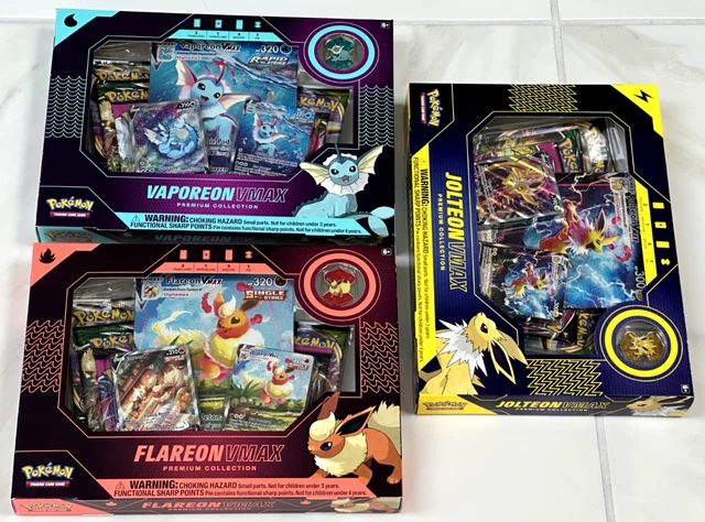 POKEMON VAPOREON JOLTEON Flareon VMAX Premium Collection Boxes, New ...
