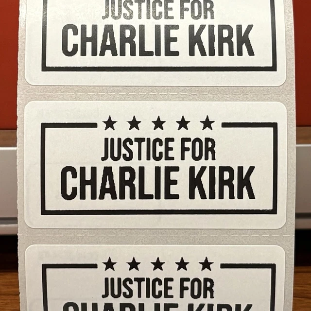 JUSTICE FOR Charlie Kirk 2 x 1 Inch Set Of 100 Labels - Turning Point ...