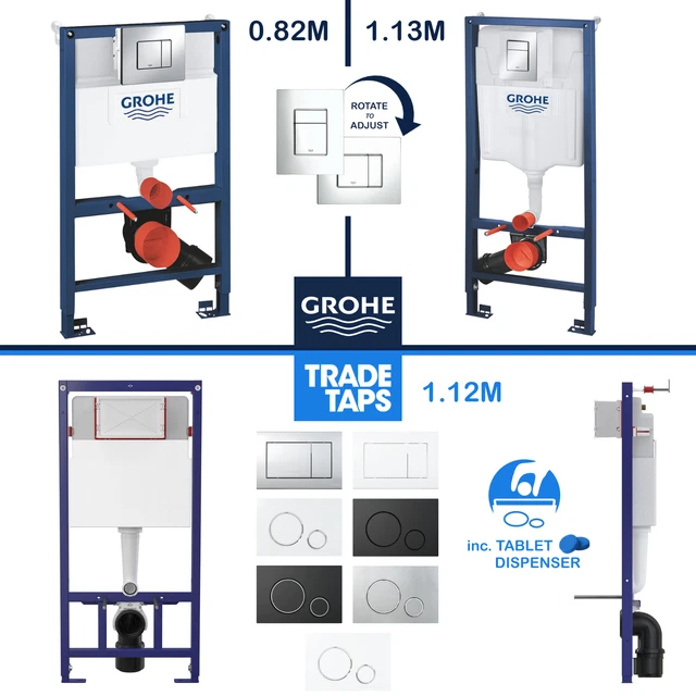WALL HUNG TOILET Frame Concealed Cistern WC Unit & Dual Flush Plate inc ...