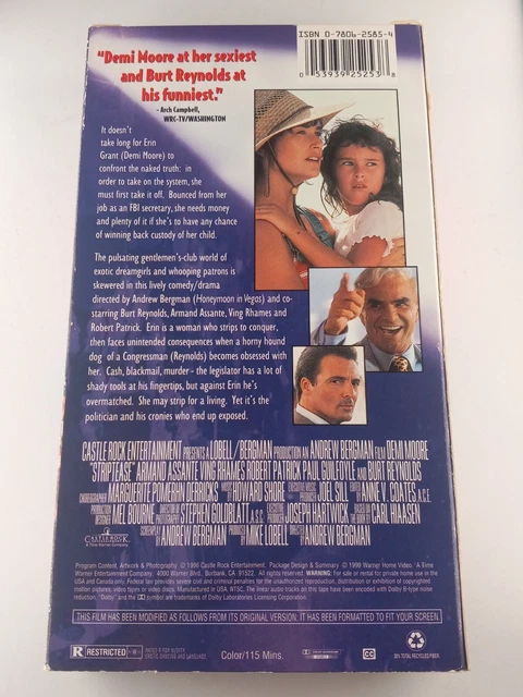 STRIPTEASE (VHS) 1996 Demi Moore, Burt Reynolds, Armand Assante TESTED ...
