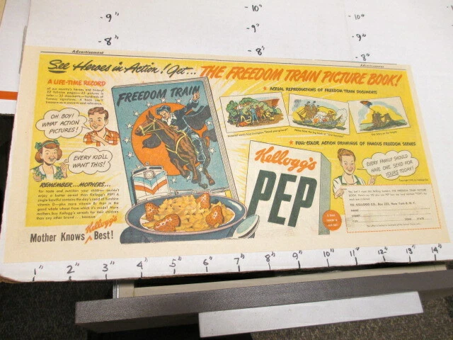 NEWSPAPER AD 1950S Kellogg's cereal box premium Freedom Train comic ...