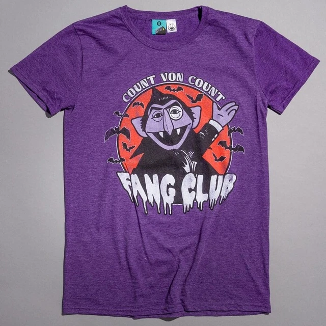 OFFICIAL SESAME STREET Count Von Count Fang Club Purple Marl T-Shirt £ ...