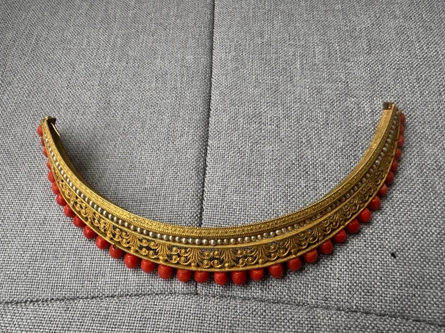 PEIGNE DIADÈME EMPIRE 19e siècle corail coral comb tiara peineta 15 cm ...