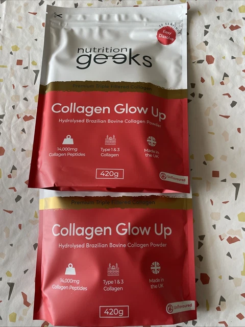 NUTRITION GEEKS COLLAGEN Glow Up Powder 14000mg, 420g, 30 Servings 2 ...