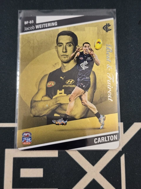 2024 TEAM COACH AFL JACOB WEITERING Gold Best & Fairest #BF-03 CARLTON ...