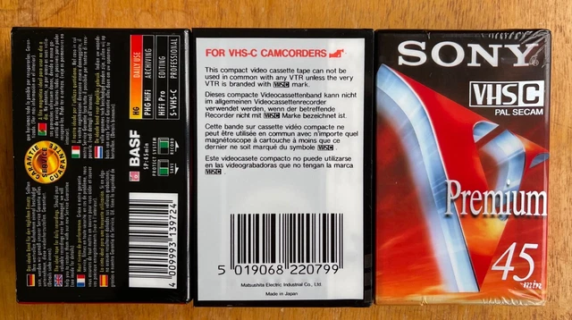 3X 45 MINUTE VHS-C Compact VHS Tapes - Mixed Brands, New, Sealed. £11. ...