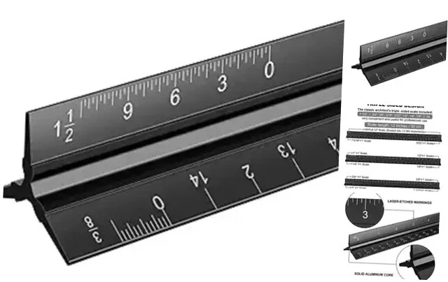 ARCHITECTURAL SCALE RULER, 12 Inch Aluminium Architect Scale Ruler ...