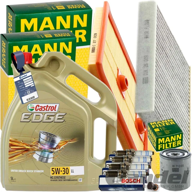 MANN KIT D'INSPECTION + 1x5L Castrol 5W-30 Huile Convient pour VW Golf ...