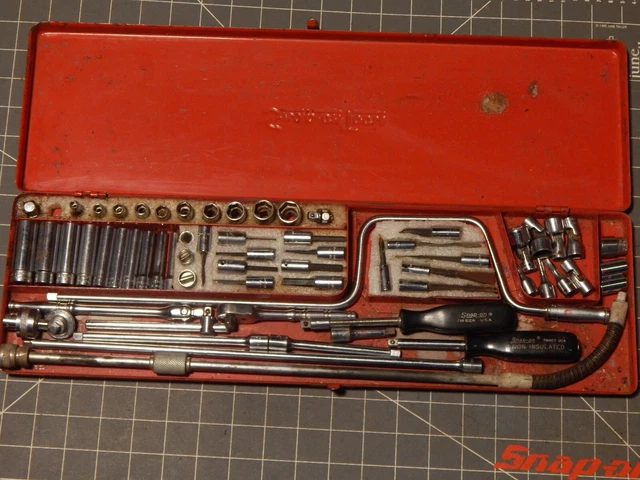 SNAP ON TOOLS 64Pc SAE 1/4 Drive General Service Set Socket Ratchet ...