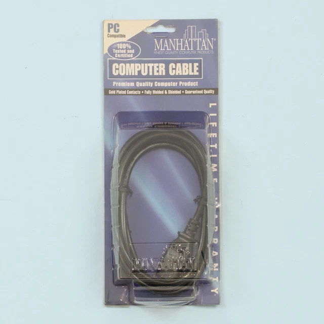 VINTAGE MANHATTAN IEC Male to Female Computer Monitor Cable Cord *NEW ...