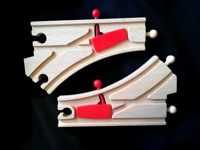 A PAIR OF Thomas the Tank engine wooden train junction switch track ...