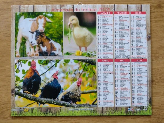 CALENDRIER LA POSTE 2024. Almanach du Facteur. Animaux Ferme ...