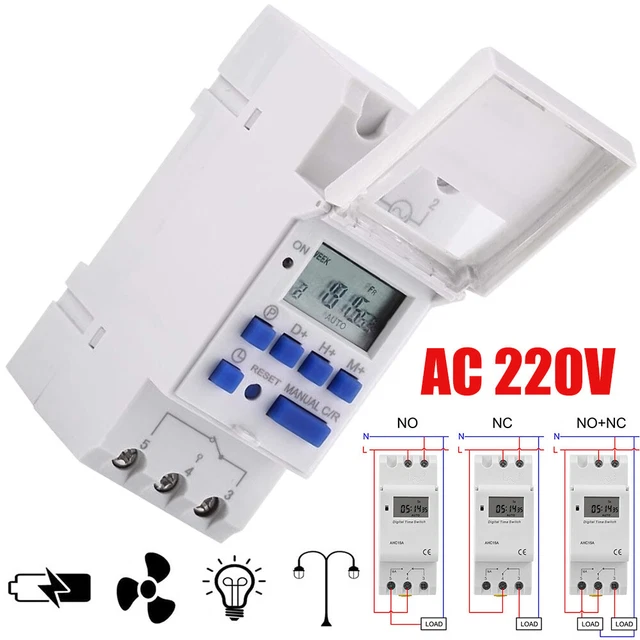 DIN RAIL CONTROL Timer Relay 220V Weekly Programmable Digital Switch ...
