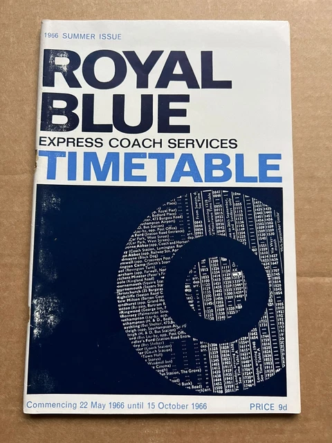 1966 SUMMER ISSUE Royal Blue Express Coach Services Bus Timetable Route ...