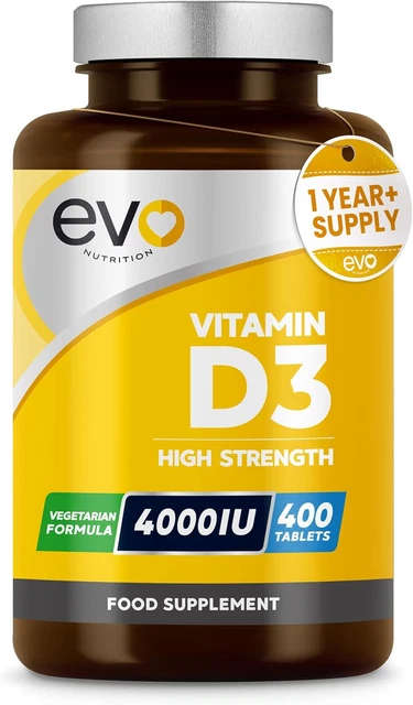 VITAMIN D 4000IU High Strength Supplement | 400 Vitamin D3 Tablets - 13 ...
