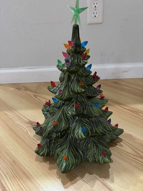 VINTAGE ATLANTIC MOLD Ceramic 60’s 70’s Christmas Tree Green 13” NO ...