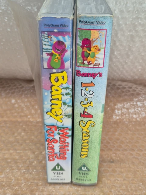 VINTAGE BARNEY PURPLE Dinosaur VHS Tapes Waiting For Santa & 1234 ...