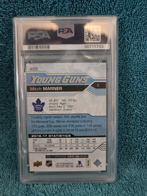 2016-17 UPPER DECK Mitch Marner Young Guns Rookie Card #468 PSA 9 $200. ...