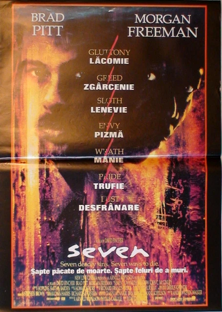 MOVIE POSTER=SEVEN (1995)=(BRAD Pitt, Morgan Freeman, Gwyneth Paltrow ...