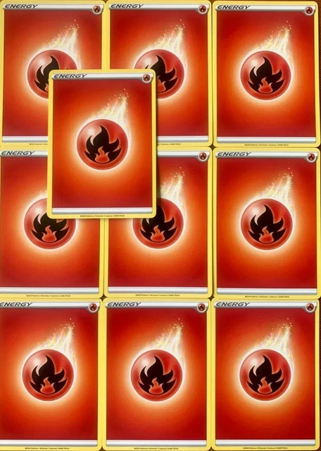 10X FIRE ENERGY Cards - Pokemon TCG - NM/M - Basic Red - Various ...