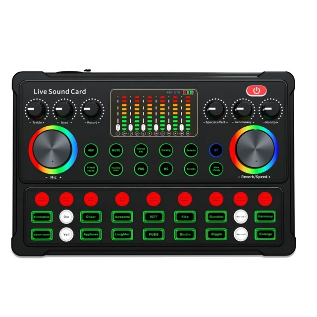 SCHEDA AUDIO MIXER esterno compatibile Bluetooth M3 RGB LED Bluetooth ...