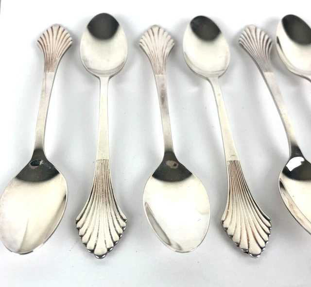 10 X ART Deco Fan Design Silver Plated ? Spoons Teaspoons - DE HH 100 ...