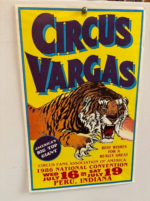 VINTAGE CIRCUS VARGAS Poster 12"X18" Growling Tiger Logo/ Peru, In £7. ...