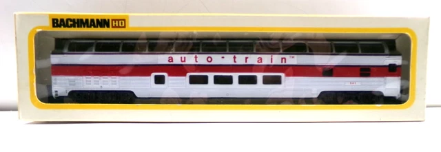 HO BACHMANN AMTRAK 85' autotrain full dome passenger car in orig bx ...