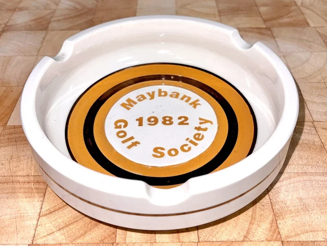 VINTAGE 1982 MAYBANK Golf Society Rumney Keramik Aschenbecher Rauchen ...