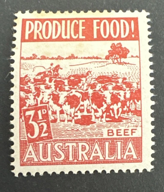 1953 PRE -DECIMAL Food Production Beef 3 1/2d Red Stamp MLH No WMK ...