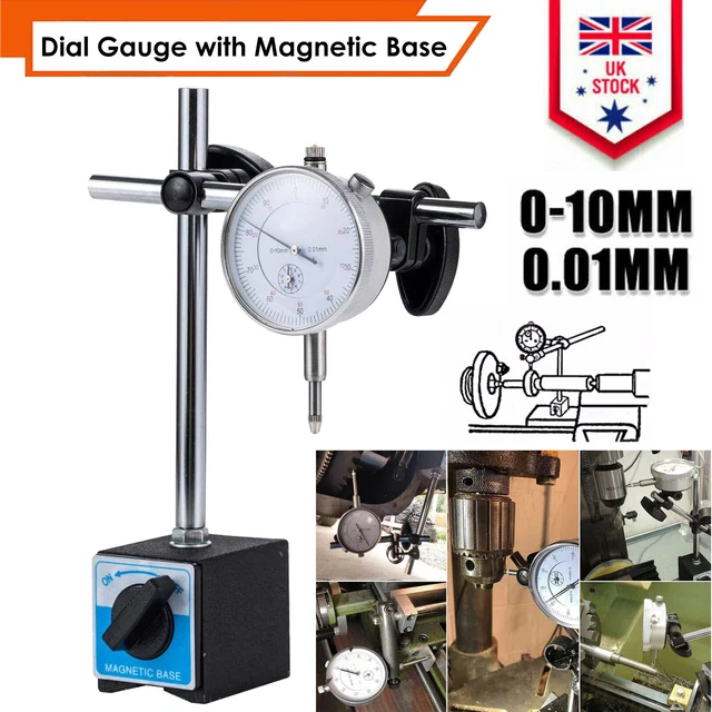 DIAL INDICATOR TEST DTI Gauge With Double Pole Magnetic Base Stand ...