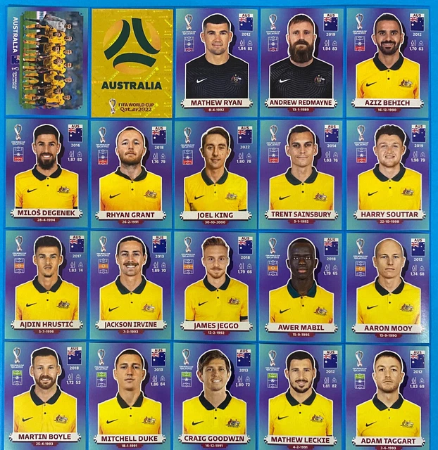 FIGURINE PANINI WORLD Cup Qatar 2022 Team Completo Australia AUS1-AUS20 ...