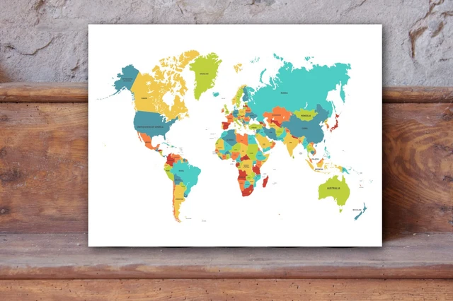 METAL ALUMINIUM WORLD Map by Country Metal Plaque £11.99 - PicClick UK