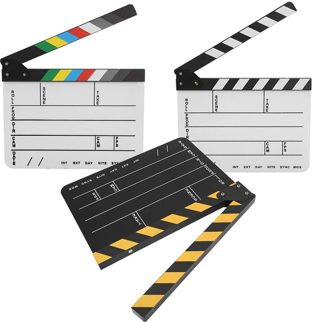 ACRYLIC DIRECTOR SCENE Clapperboard TV Movie Action Board Film Cut Prop ...