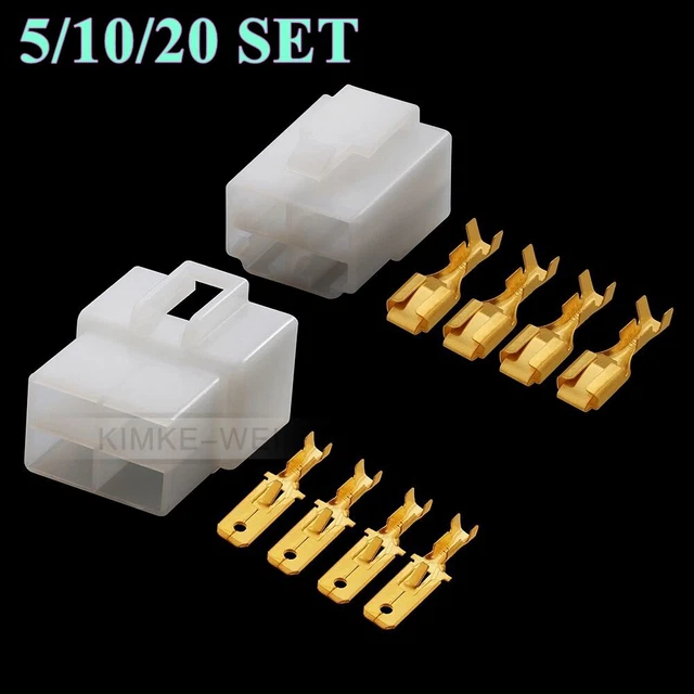 4 PIN/WAY 6.3MM Electrical Multi Connector Plug Kit For Car Motorcycle ...
