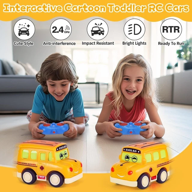 CARTOON RC SCHOOL Bus 2.4GHz Remote Control Toy for Toddlers Boys Girls ...