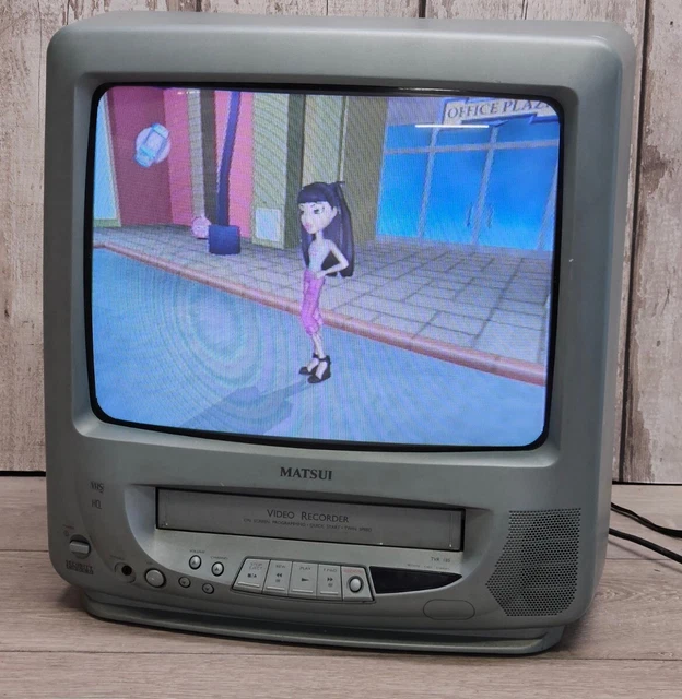 14 INCH CRT Tv Vcr Combo Retro Gaming Tv Matsui TVR185 Rare Aqua Green ...