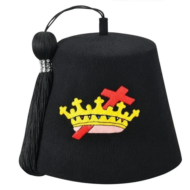 KNIGHT TEMPLAR FEZ Hat – Striking Red with Gold Emblem, All Sizes ...
