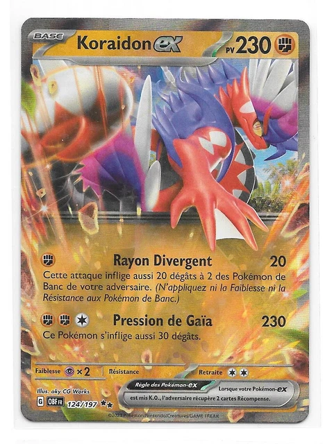 CARTE POKEMON FLAMMES Obsidiennes EV 3 Koraidon EX 124/197 FR - neuf ...