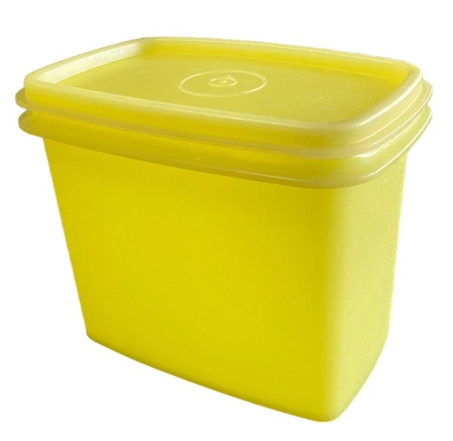 VINTAGE TUPPERWARE RECTANGULAR Shelf Saver Container Yellow 1243 w/ Lid ...