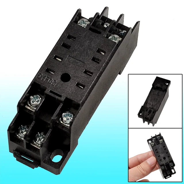 DIN RAIL MOUNTED 8 Pin Connector Power Relay Socket Base Stand Holder ...