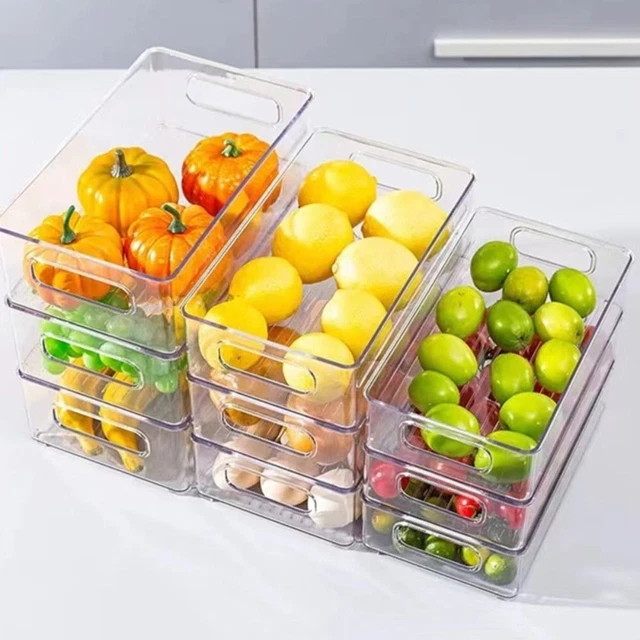 STACKABLE REFRIGERATOR ORGANIZER Freezer Pantry Food Container Food ...