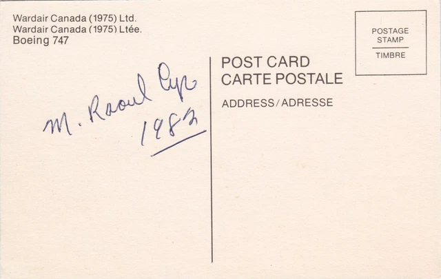 WARDAIR CANADA BOEING 747 Wide Body Passenger Airliner 1973-89 ...