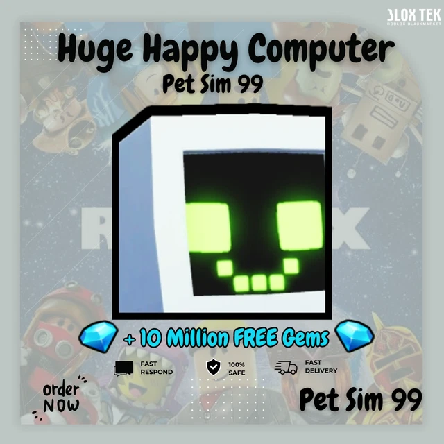 1X HUGE HAPPY Computer + 💎 FREE 10M GEMS💎- Pet Sim 99- PS99 - Pet ...