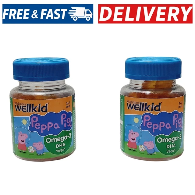 2 X WELL Kid Peppa Pig Omega-3 DHA Vegan Gummy Vitamins, Orange Flavour ...